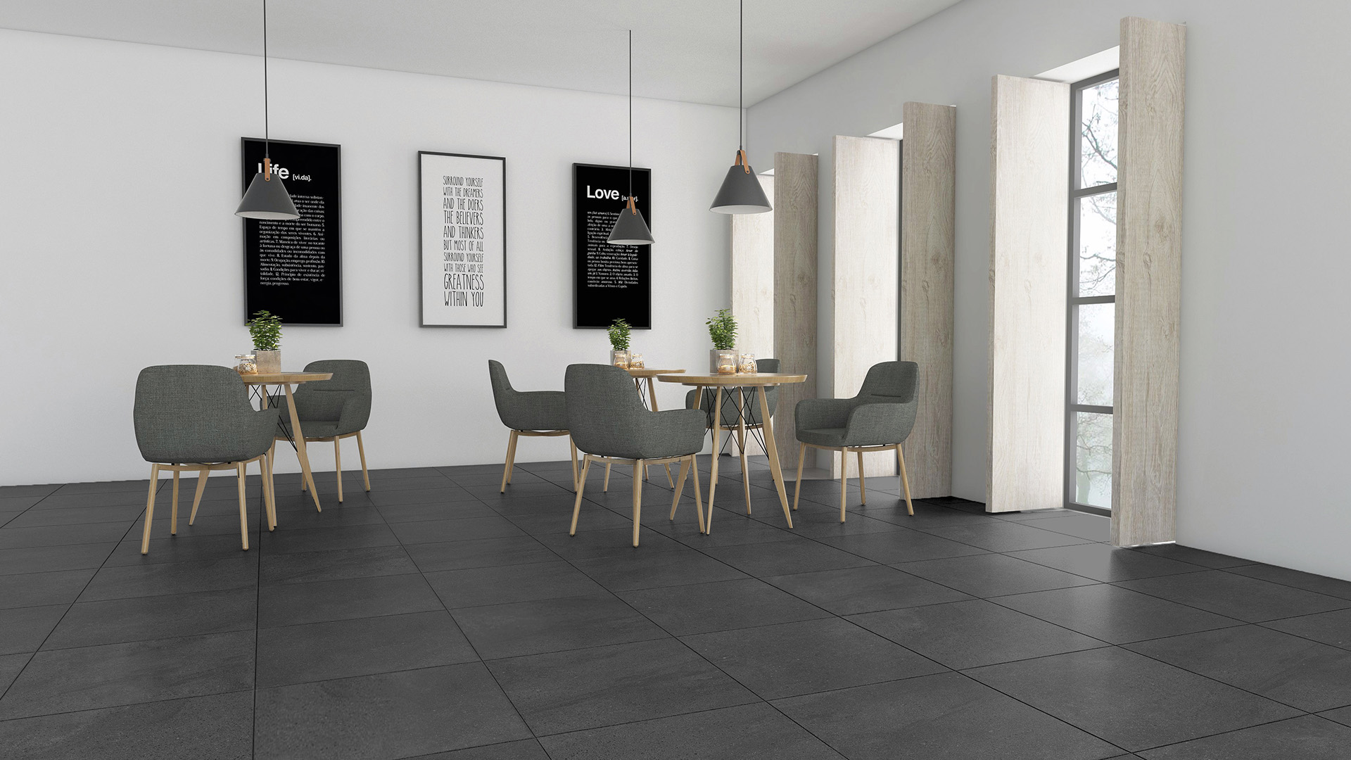 7 Inspirasi Cafe Modern Minimalis dengan Ubin Granit Motif Batuan ...
